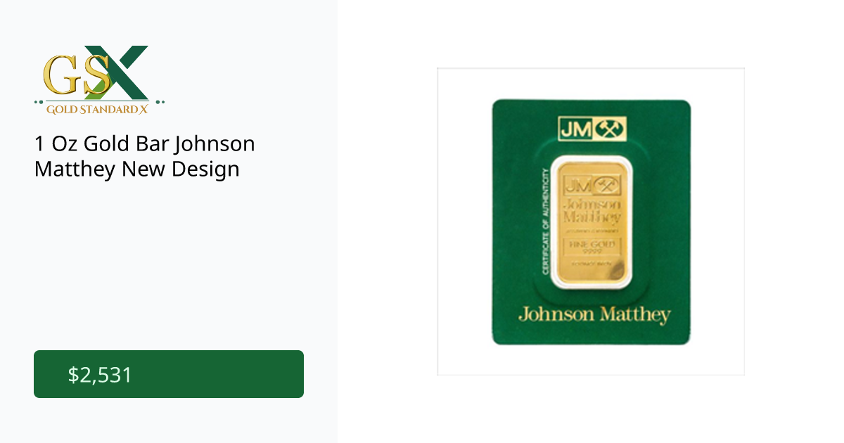 1 Oz Gold Bar Johnson Matthey New Design | GoldStandardX