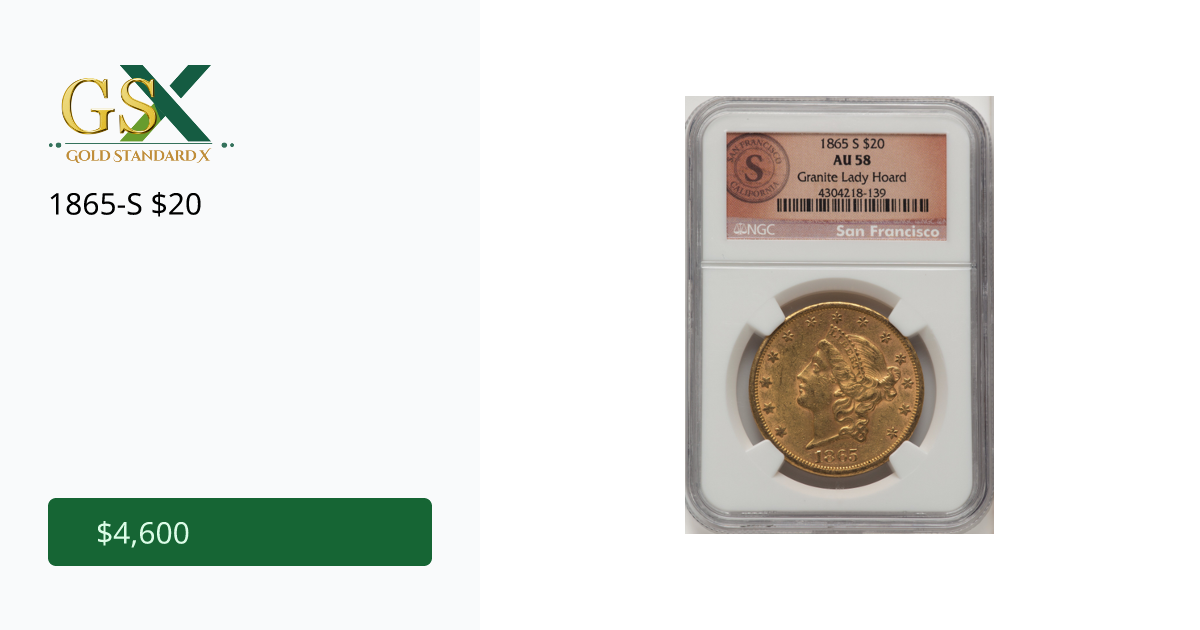 1865-S $20 | GoldStandardX
