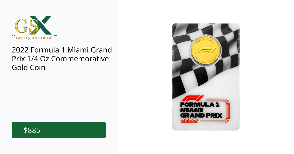 2022 Formula 1 Miami Grand Prix 1/4 Oz Commemorative Gold Coin ...