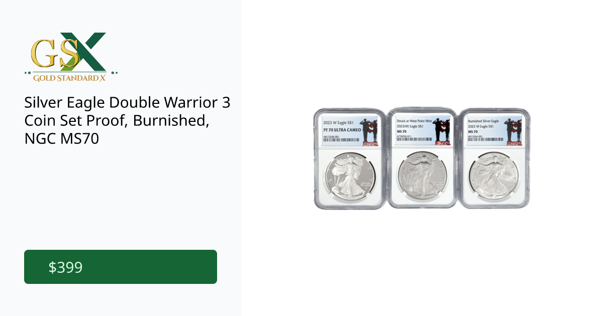 Silver Eagle Double Warrior 3 Coin Set Proof, Burnished, NGC MS70 ...